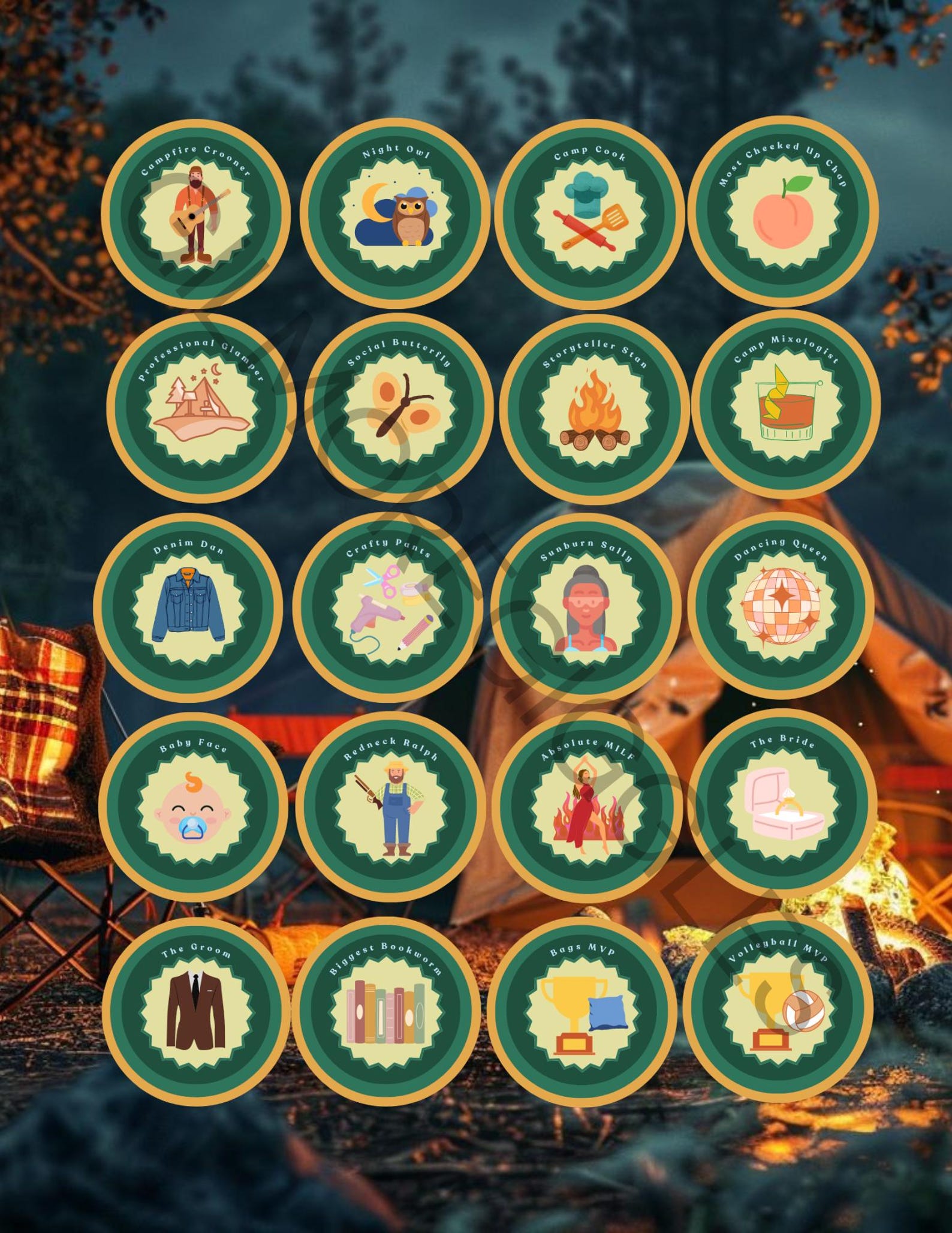 Camp Bachelorette/bachelor Badges - Etsy