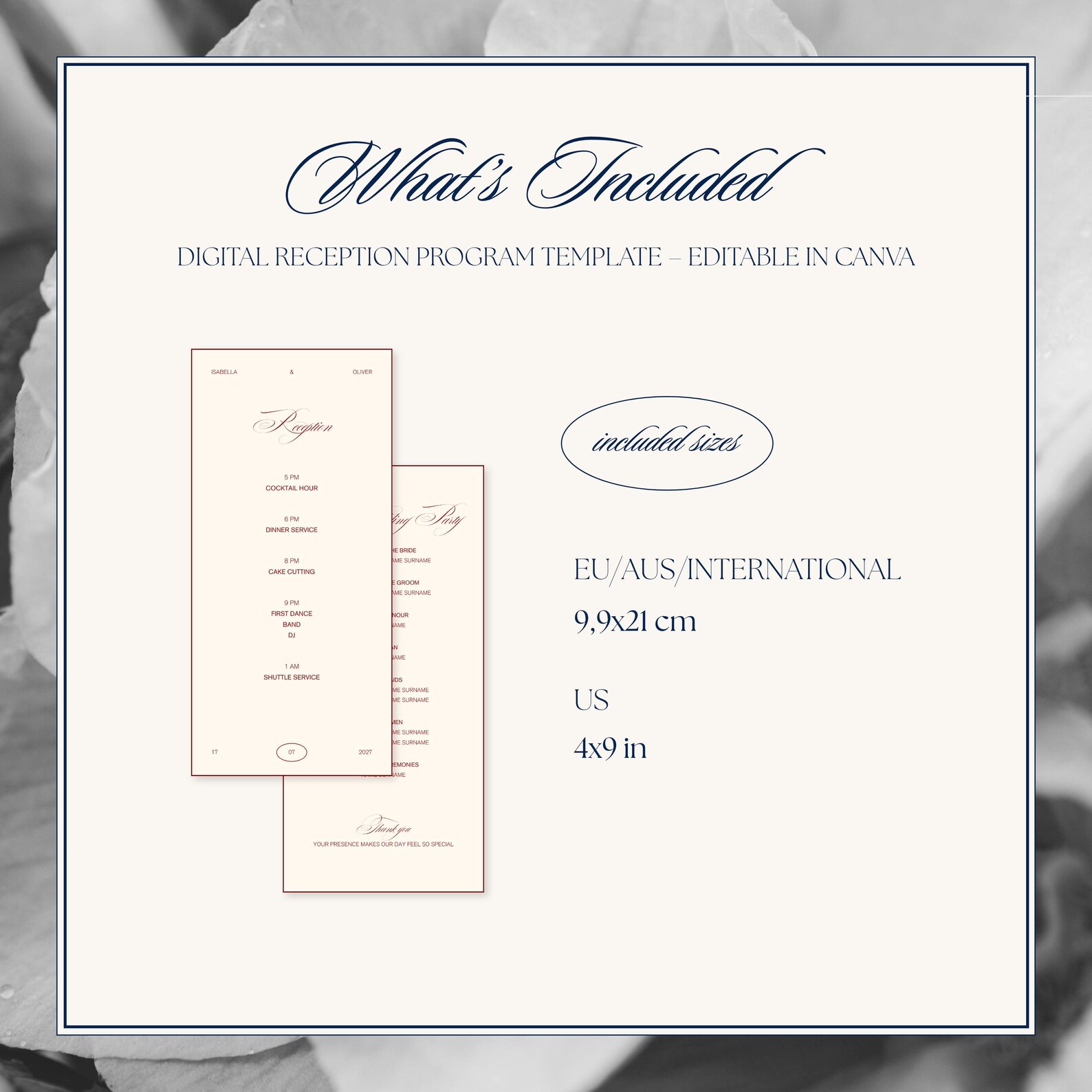 ISABELLA Reception Program – Modern and Stylish Wedding Reception ...