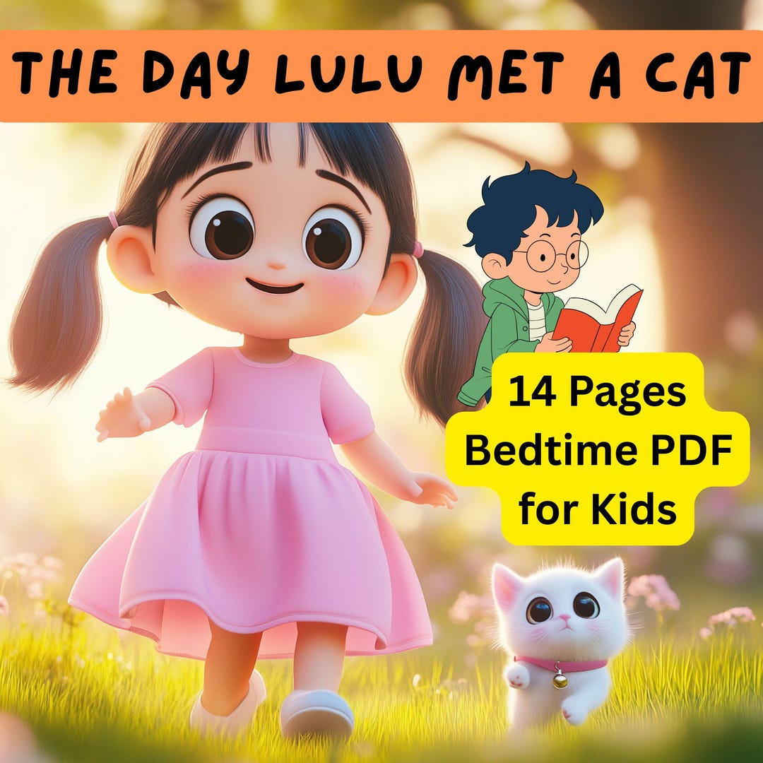 Lulu and the Cat, Gentle Printable Storybook for Toddlers and Preschoolers, 14 Page Bedtime PDF ...