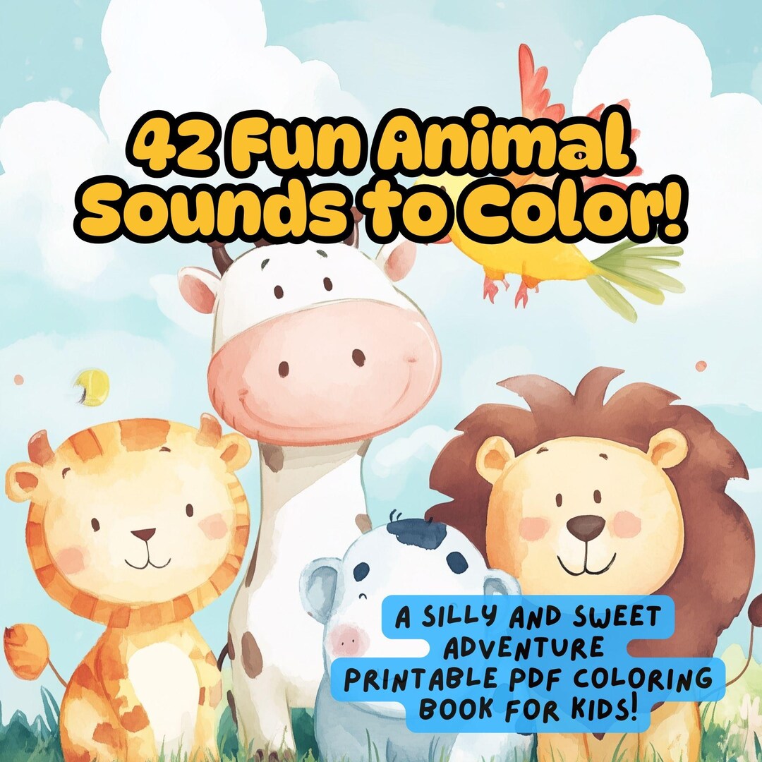 Animal Sounds Coloring Book: 42 Fun Pages for Kids (printable PDF) - Etsy
