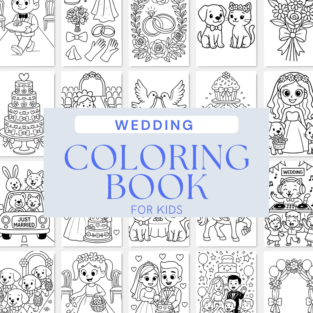 Wedding Coloring Book for Kids | Printable Wedding Activity Pages | 33 ...