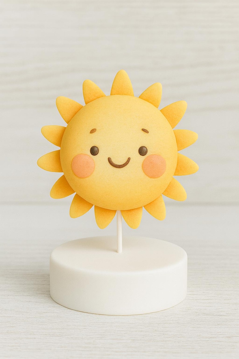 Fondant Sun Cake Topper, Handmade Birthday Decoration - Etsy