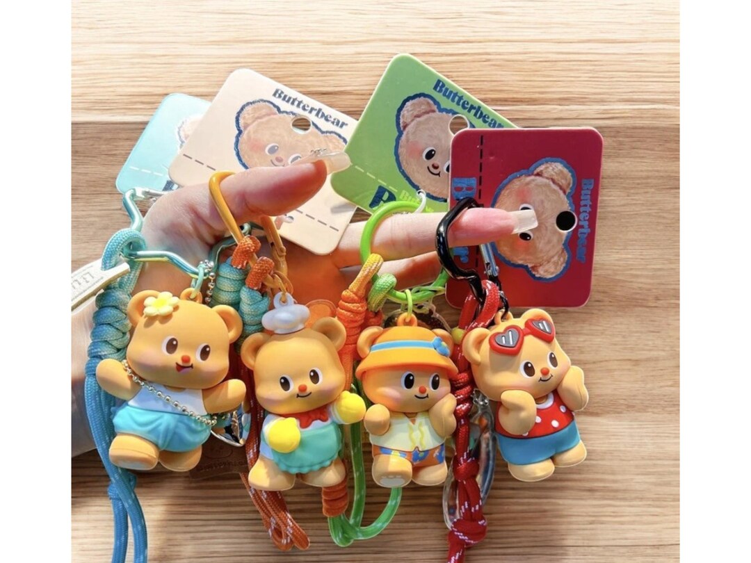Butter Bear Keychain, Cute Cartoon Car Keychain, Gift for Her - Etsy