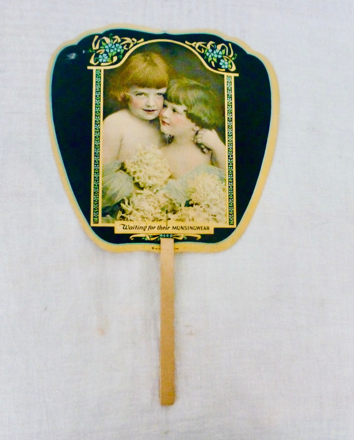 Art Nouveau 1920s Fixed Hand Fan Featuring Children in Advert - Etsy