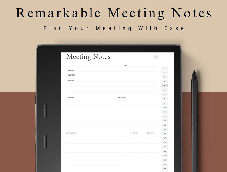Kindle Scribe Meeting Notes Template: Hyperlinked Digital Notebook (PDF ...