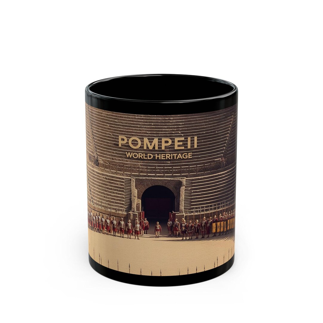 Pompeii Heritage Black Mug - Unique Travel Gift, Curated Art, Coffee ...