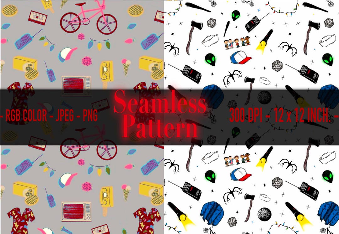 Strangerthings Seamless Patterns ,stranger Things Png, - Etsy