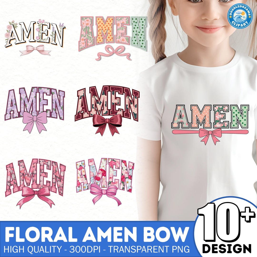 Floral Amen Bow PNG, Retro Amen Bow Png Bundle, Coquette Bow Png, Daisy ...