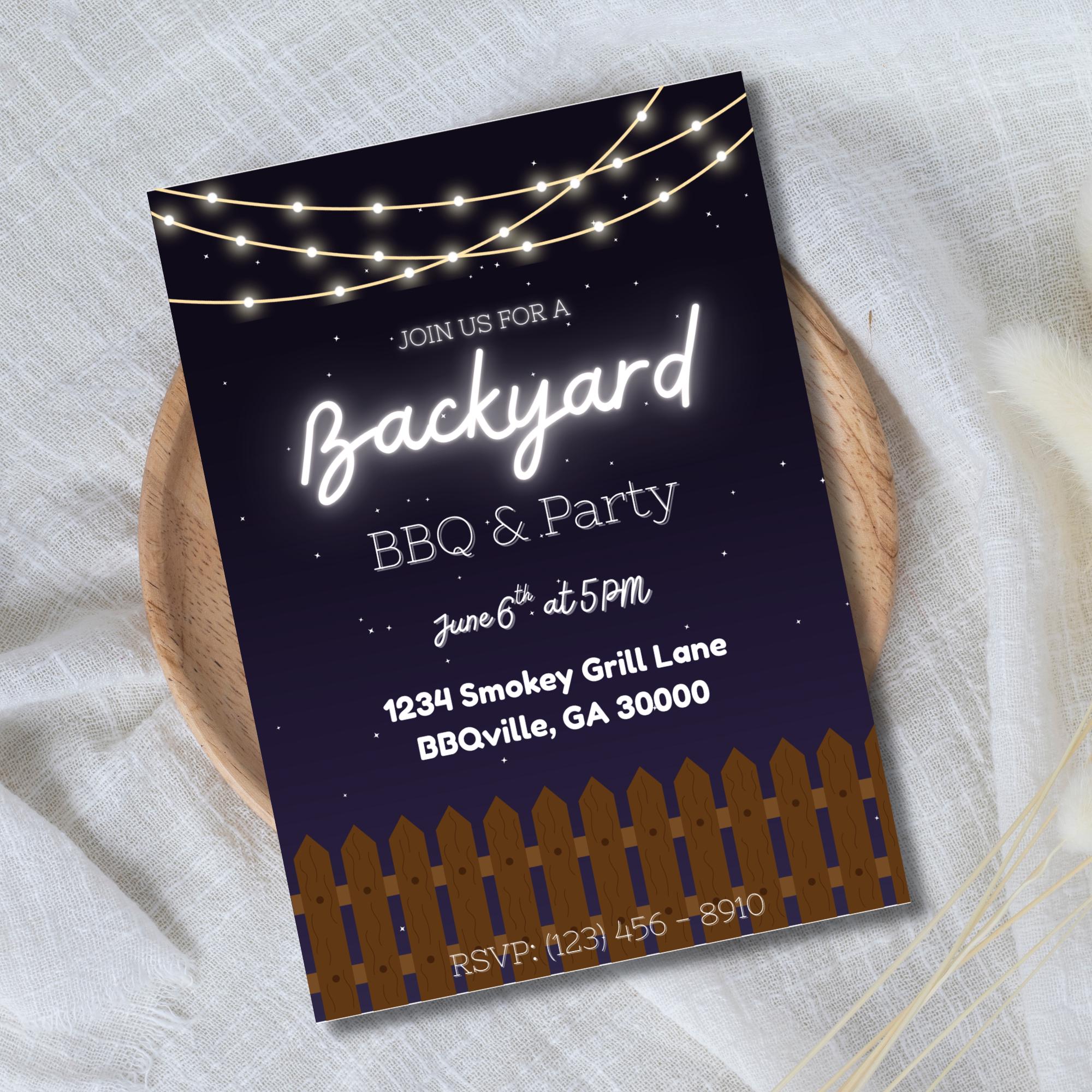 Backyard BBQ Party Invitation Printable | Summer BBQ Bash Invite Flyer ...