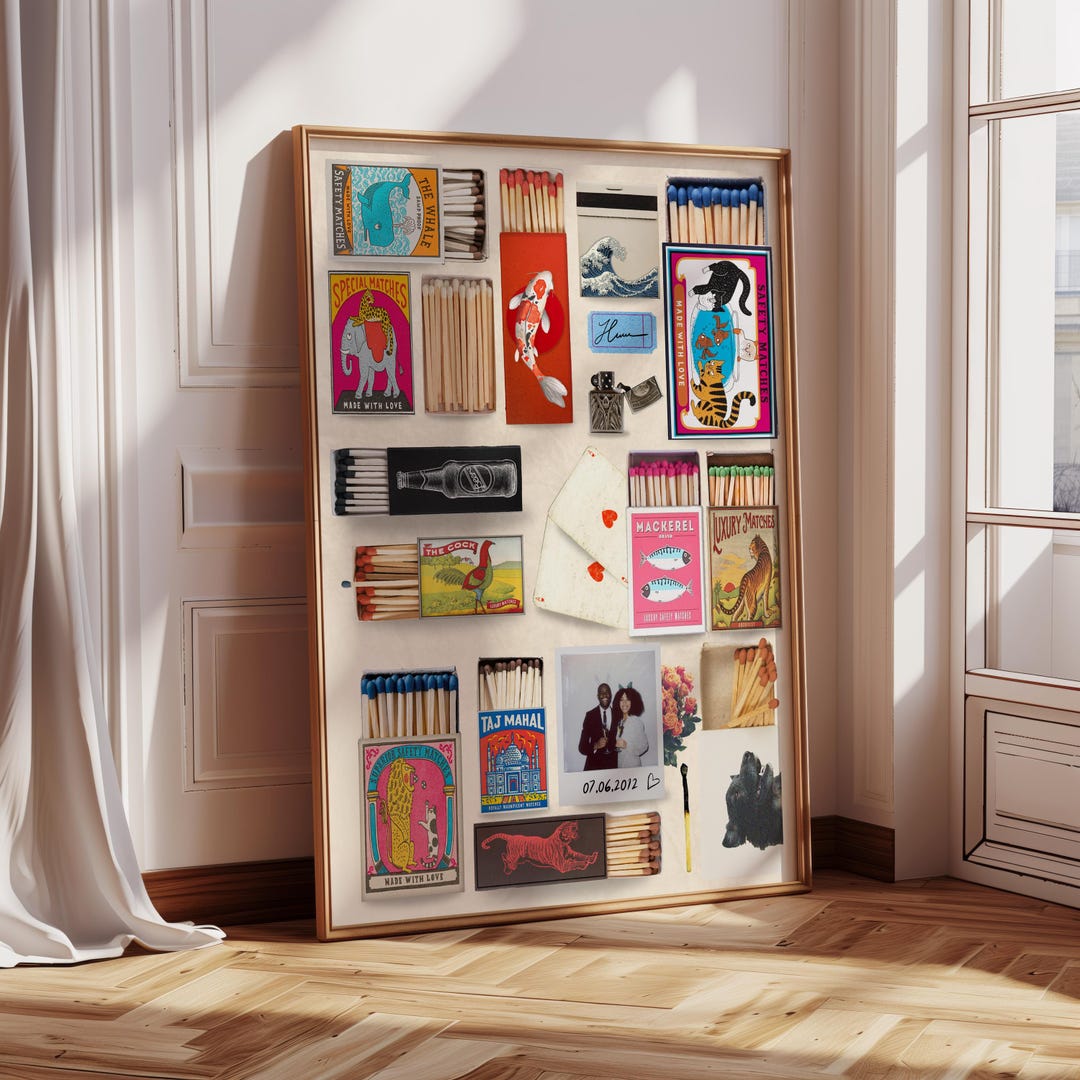 CUSTOM MATCHES Art,matchbox Digital Download,retro Matchbox Decor ...