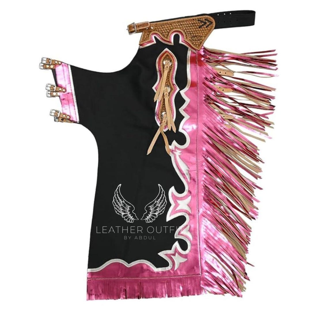 Black Bull Riding Bronco Show Chaps: Hand Tooled Rodeo Chap Pink ...