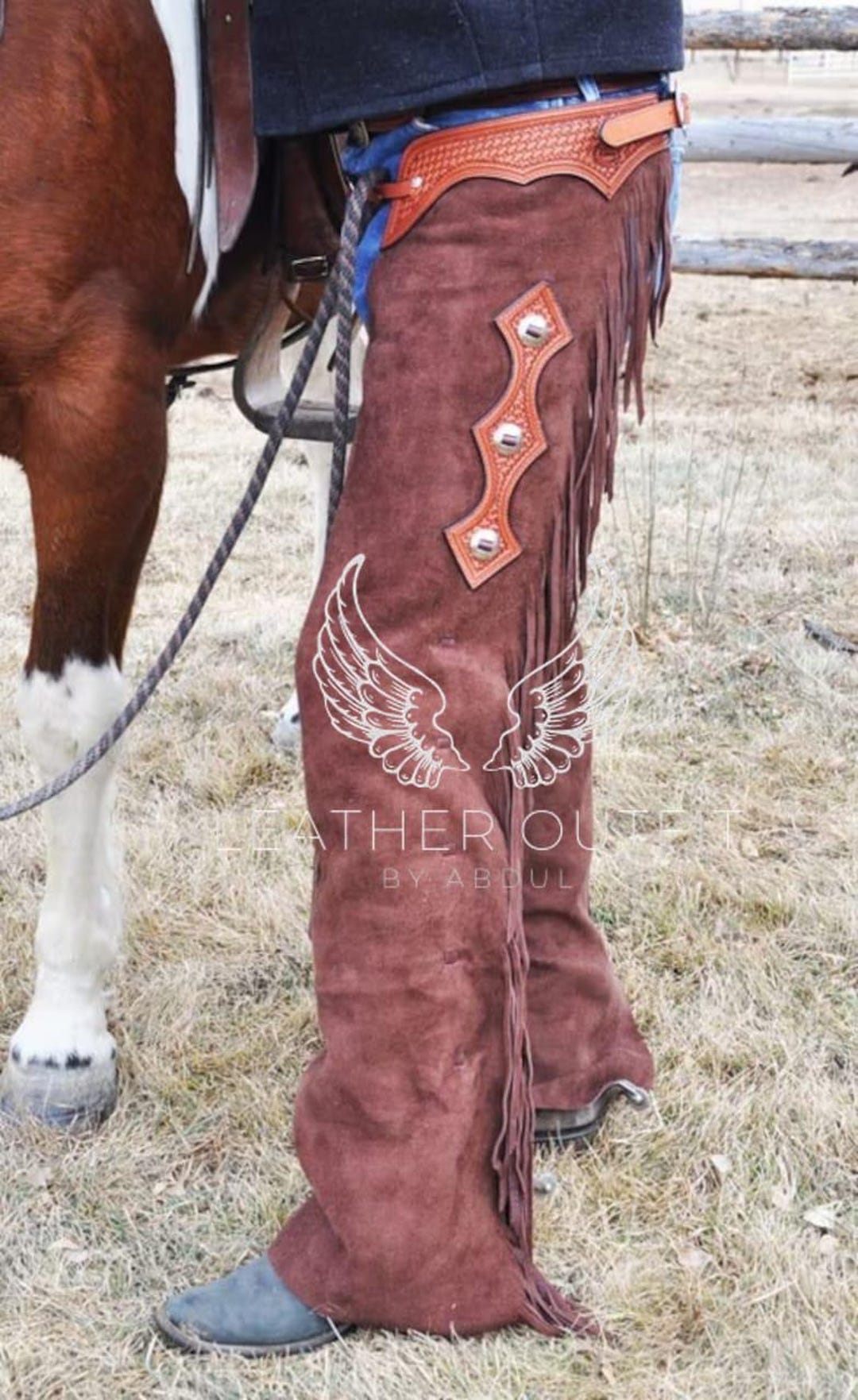 Mens Suede Leather Western Chaps: Horse Riding Rodeo Chap Dark Brown - Etsy