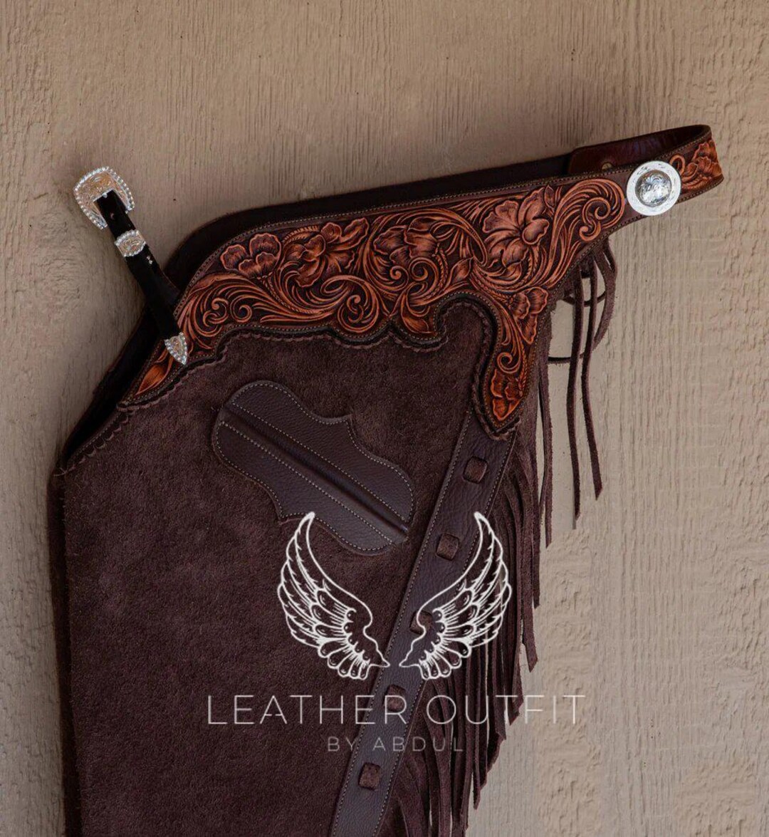 Hand Tooled Mens Western Leather Chap| Horse Riding Chap| Cowboy Chap ...