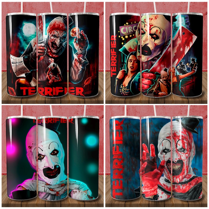 Terrifier Tumbler Wrap, 20 Oz Skinny Tumbler Sublimation Design ...