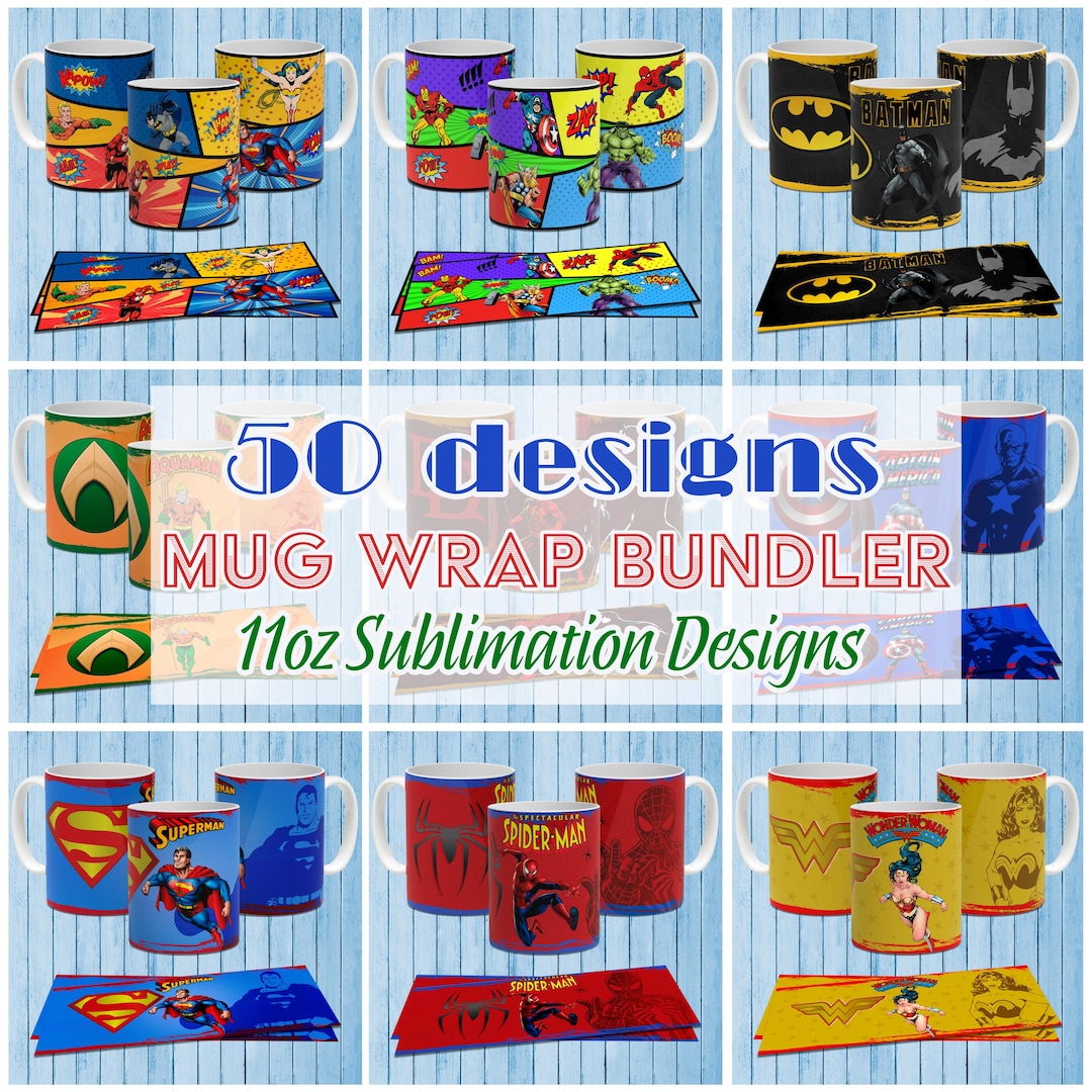 50 Digital Designs for Superhero Mugs, Marvel DC Comics Mug Design ...
