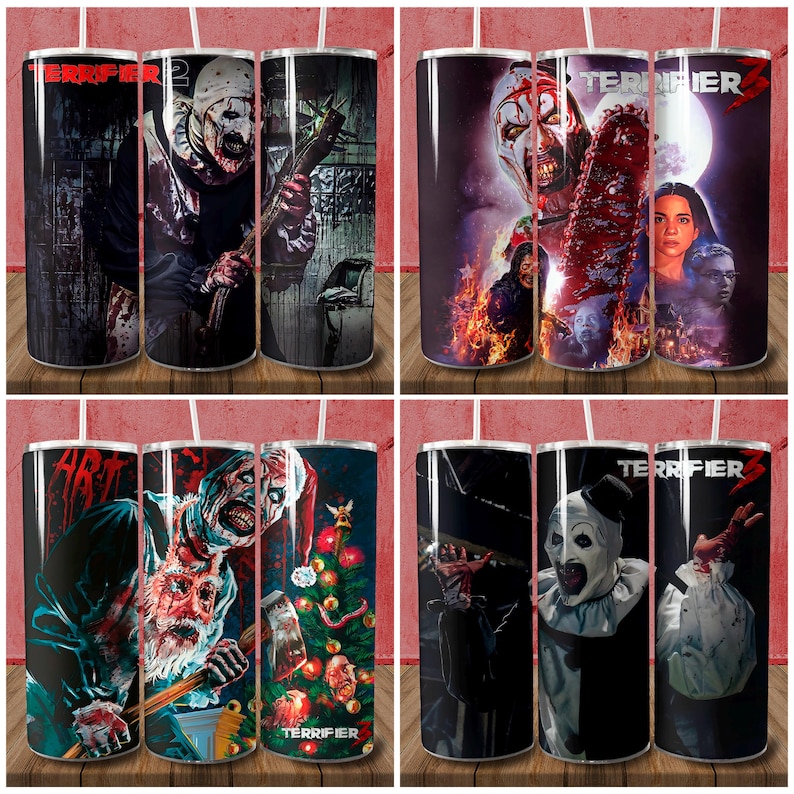 Terrifier Tumbler Wrap, 20 Oz Skinny Tumbler Sublimation Design ...