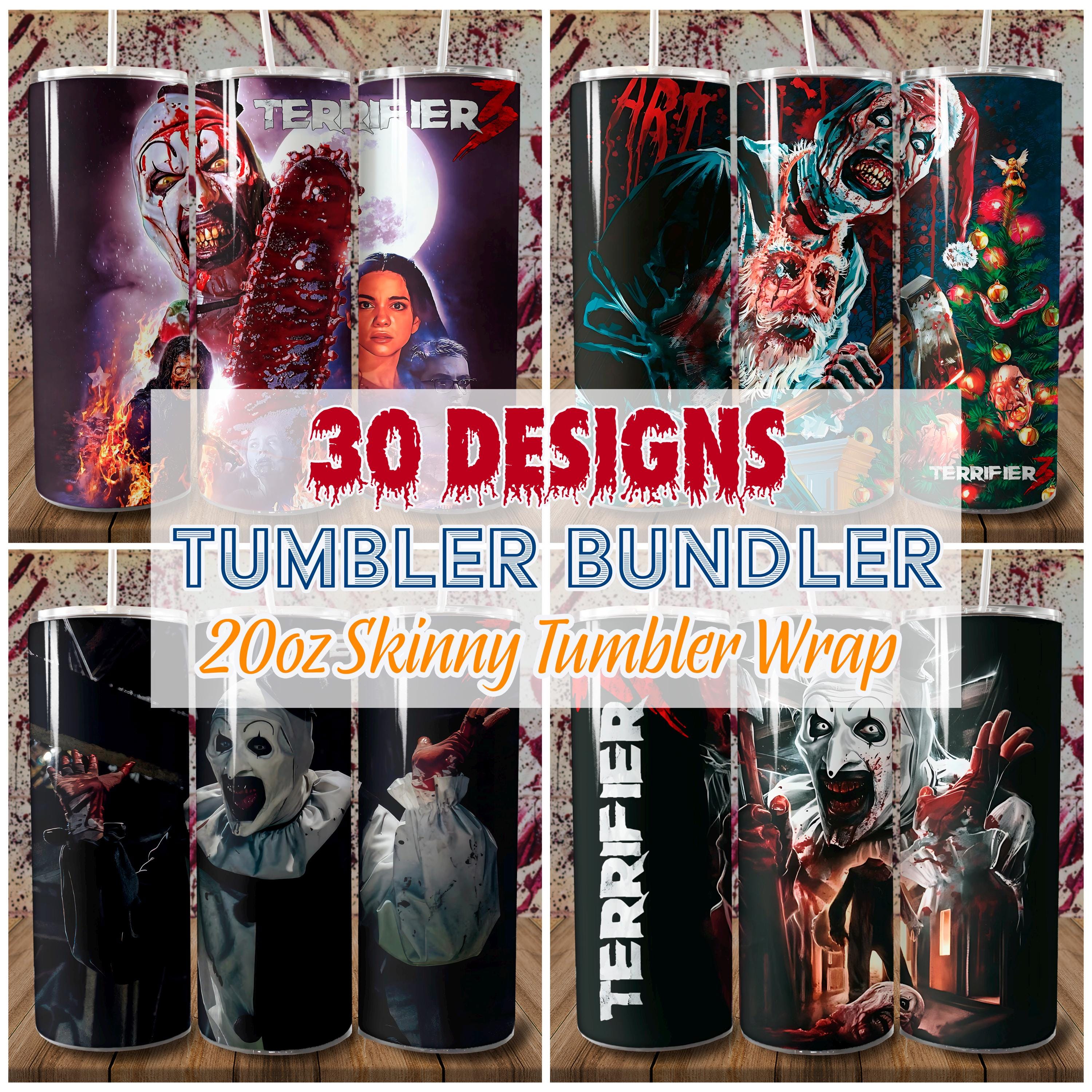 Terrifier Tumbler Wrap, 20 Oz Skinny Tumbler Sublimation Design ...
