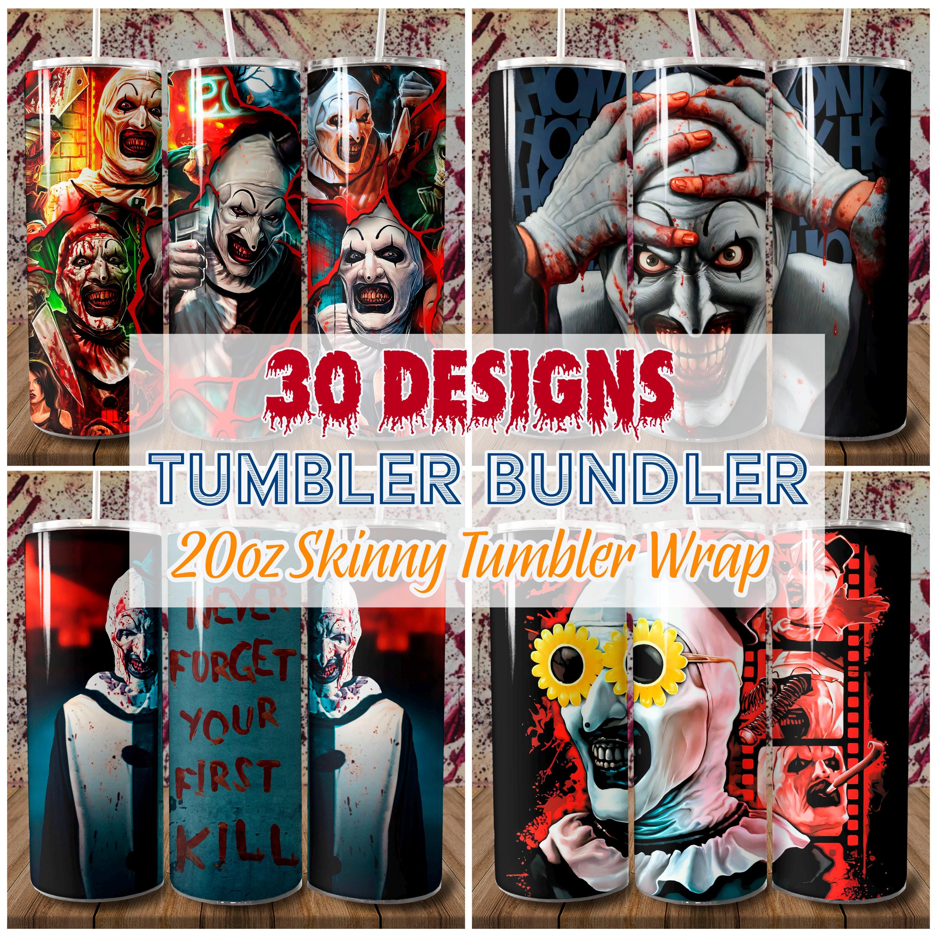 Terrifier Tumbler Wrap, 20 Oz Skinny Tumbler Sublimation Design ...