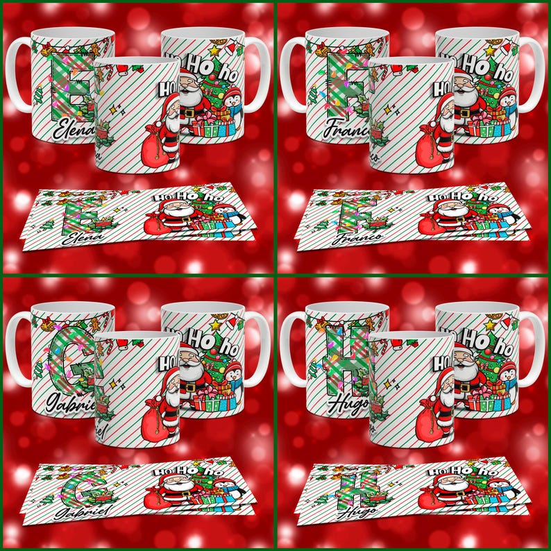 Cute ABC Christmas Mug Wrappers, Christmas Alphabet Mug Wrap Designs ...