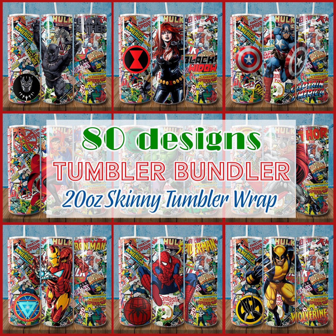 Marvel Heroes Tumbler Wrap, 20 Oz Skinny Tumbler Sublimation Design ...