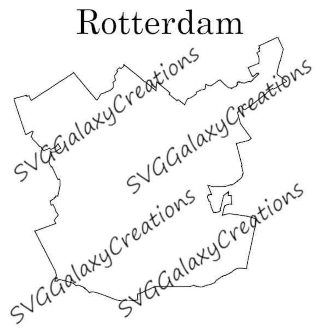 SVG Rotterdam Municipality Outline Map, Rotterdam Silhouette SVG File ...