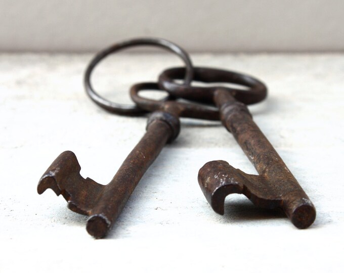 Vintage Skeleton Keys: Two Unique French Keys on a Key Ring - Etsy