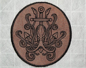 Werewolf Crest Iron on Patch on Cowhide Leather 4 x