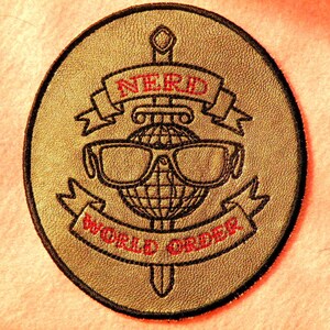 Nerd World Order Iron on Patch on Cowhide Leather 3 7/8" X 4 1/4" - Etsy