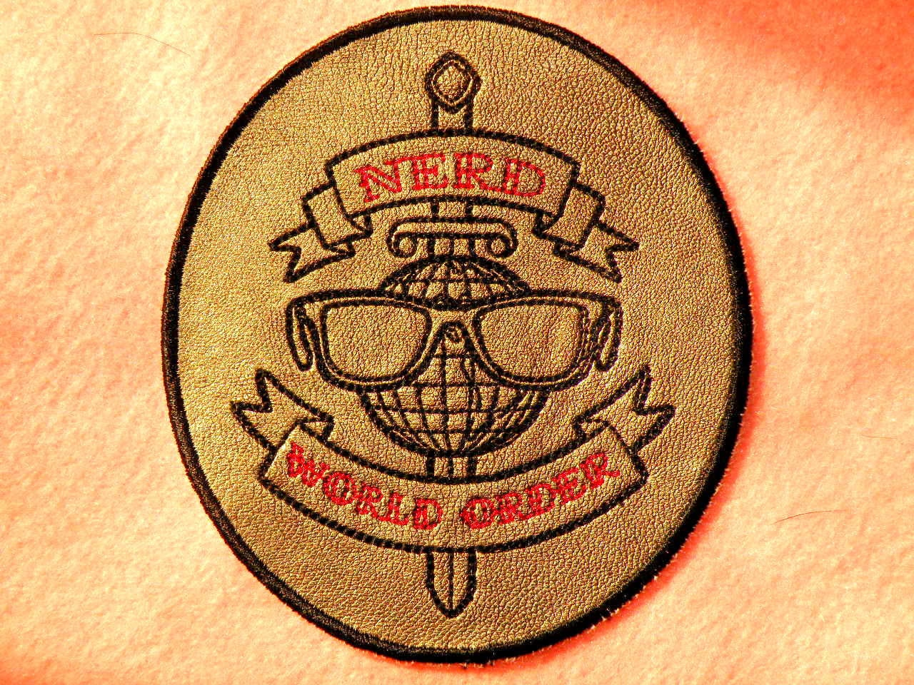 Nerd World Order Iron on Patch on Cowhide Leather 3 7/8" X 4 1/4" - Etsy