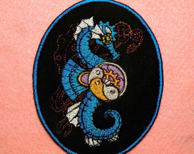Mechanica Aquatica Seahorse Iron on Patch - Etsy