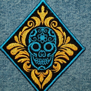 Damask Calavera Iron on Patch 4"x4.5" - Etsy