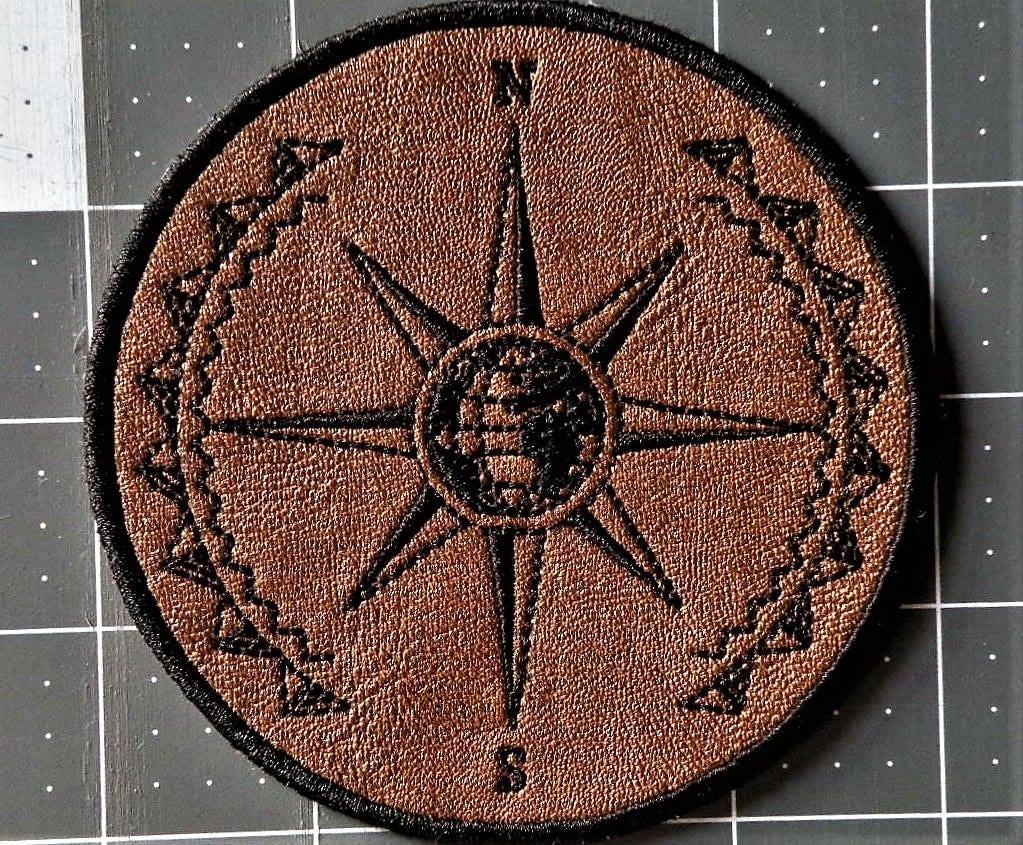 Mariner's Compass Iron on Patch on Cowhide Leather 4 - Etsy UK