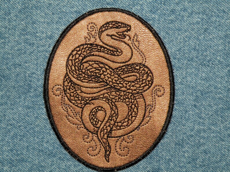 Cowhide Leather Snake Iron on Patch 4.5" X 3.55" - Etsy
