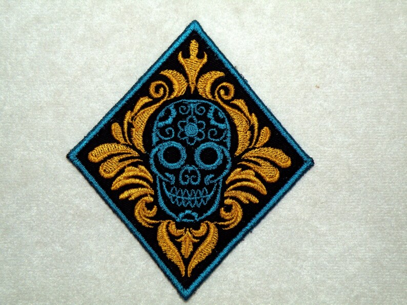 Damask Calavera Iron on Patch 4x4.5 | Etsy