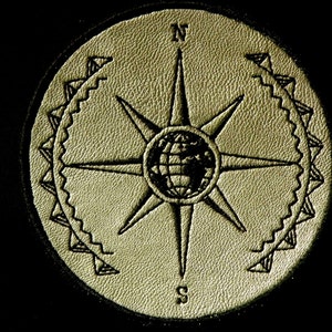 Mariner's Compass Iron on Patch on Cowhide Leather 4 - Etsy UK
