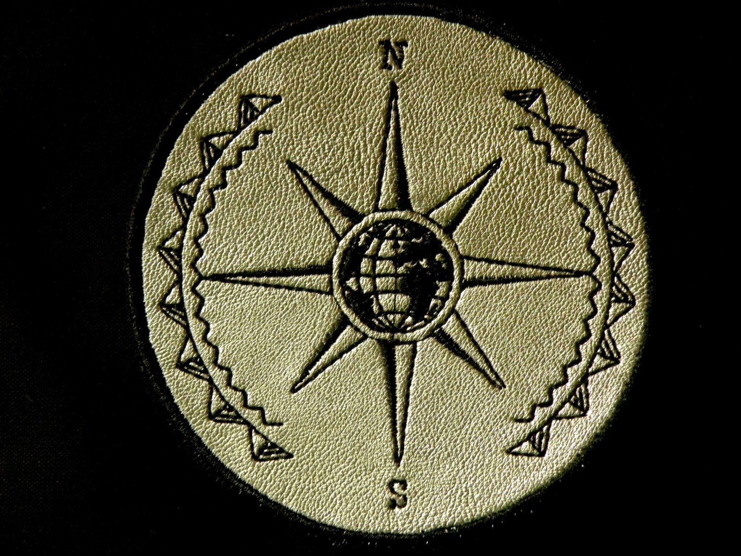 Mariner's Compass Iron on Patch on Cowhide Leather 4 | Etsy