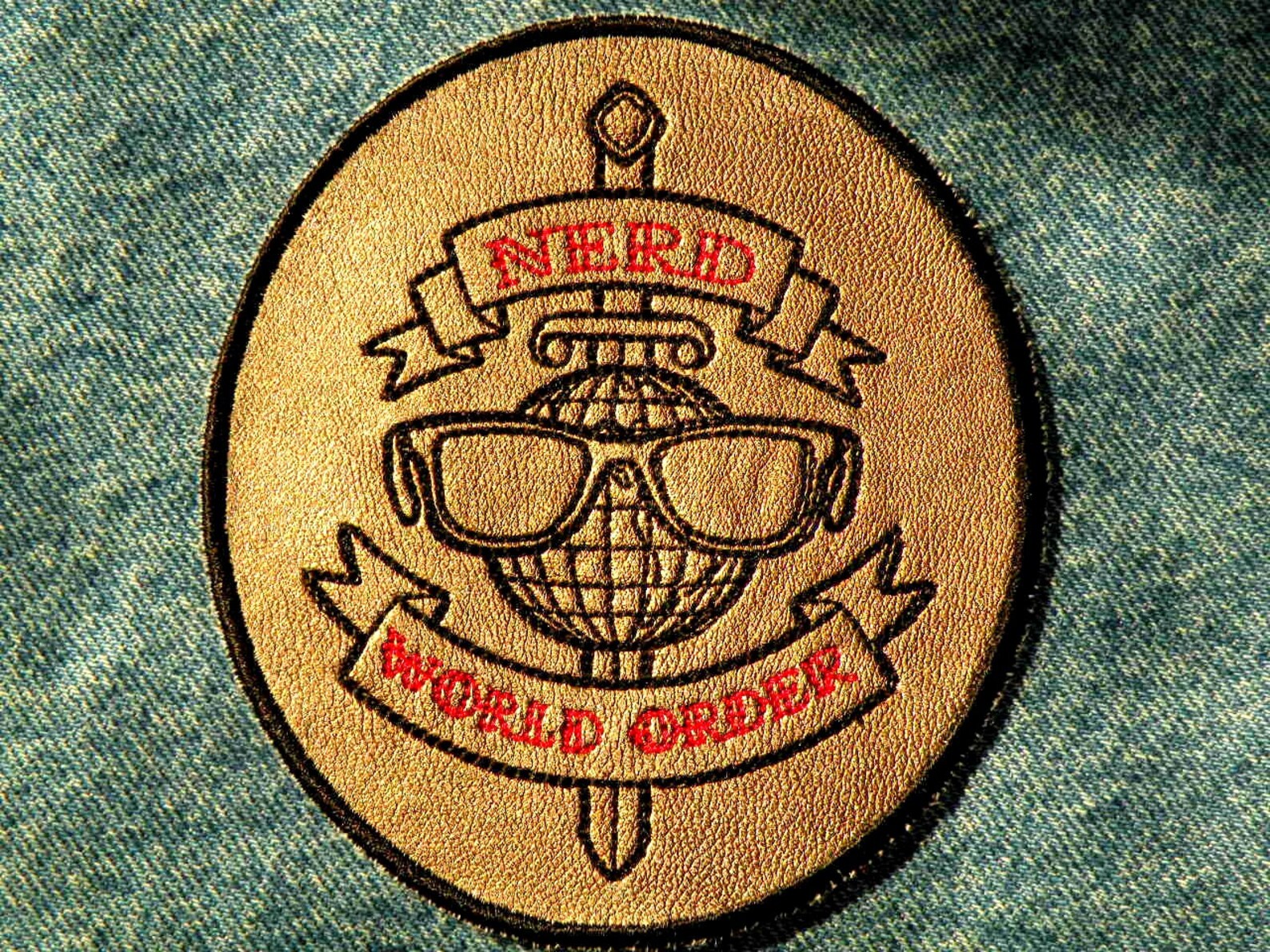 Nerd World Order Iron on Patch on Cowhide Leather 3 7/8" X 4 1/4" - Etsy