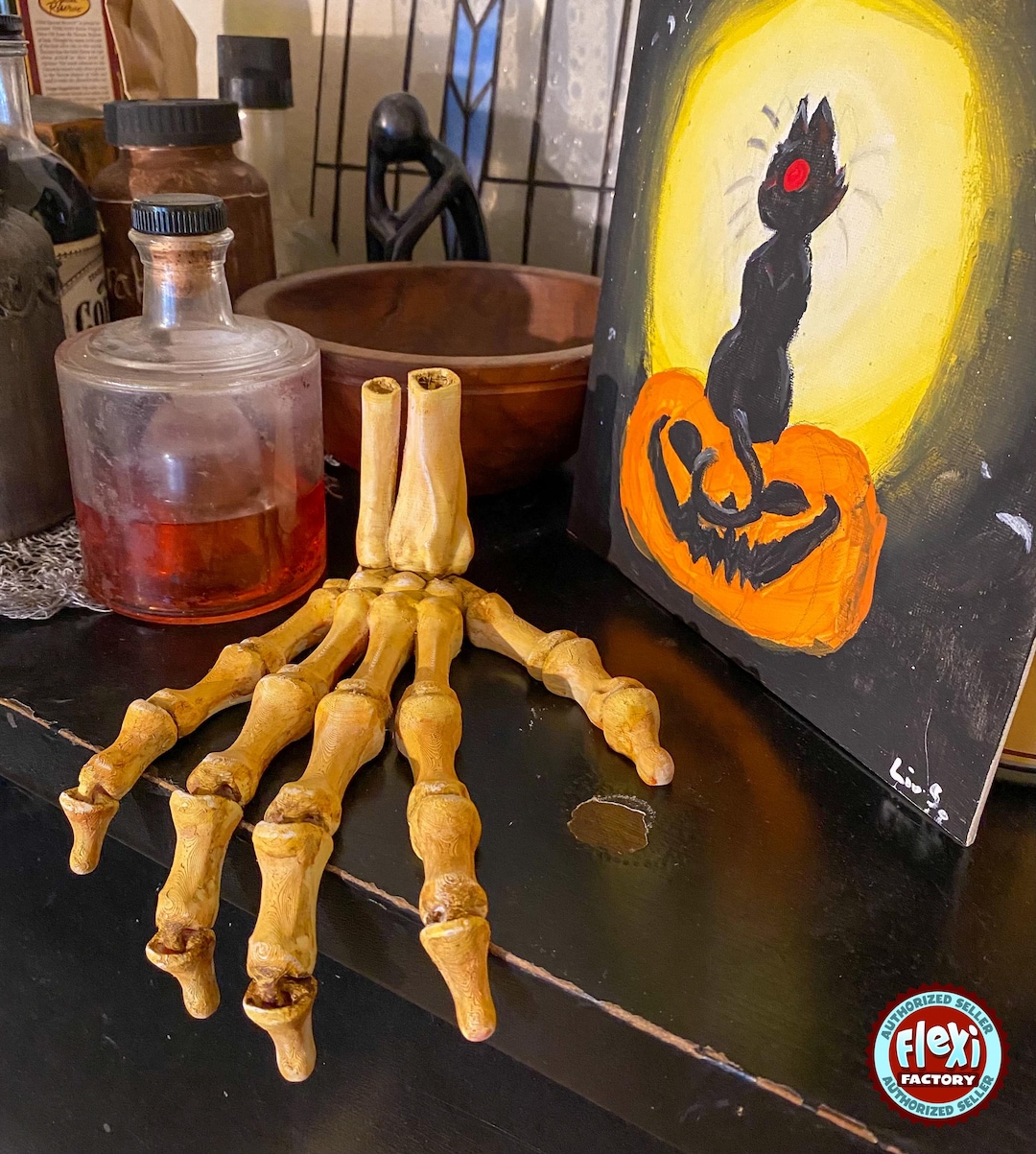 Articulated Skeleton Hand 3D Printed, Flexi Skeleton Hand for Halloween ...