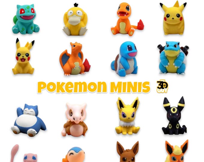 Mini 3D Printed Pokémon Figures | Cute Collectible Desk Toys | Gifts ...