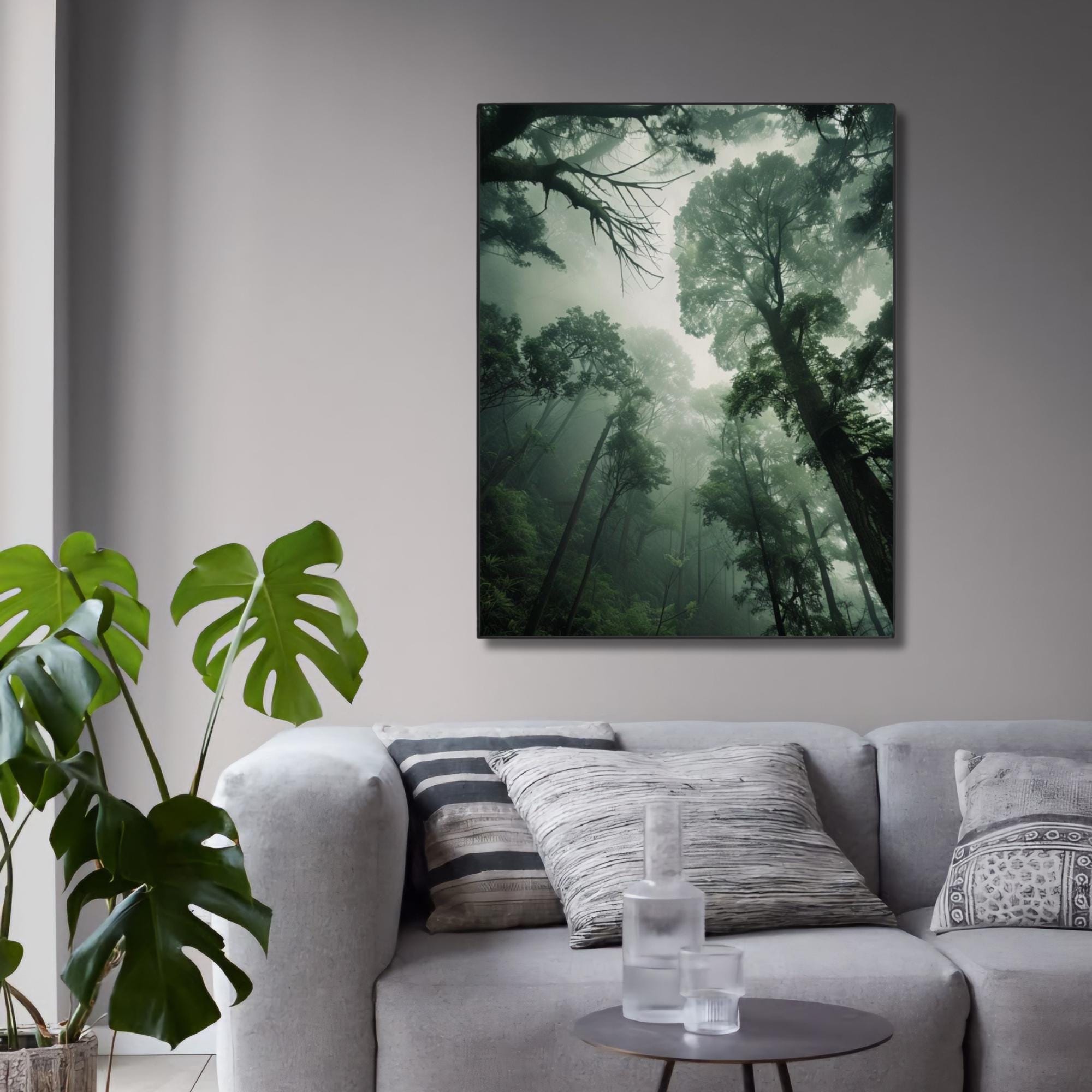 Forest Wall Art Print Set, Set of 3 Forest Wall Art Prints, Misty Woods ...