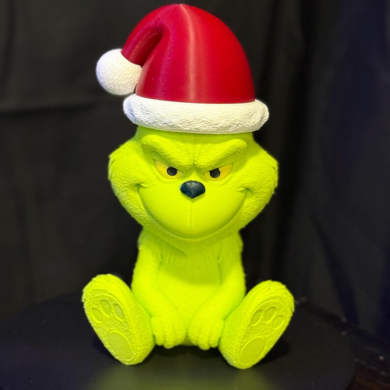 Santa Hat Sporting Smirky Grinch - Etsy