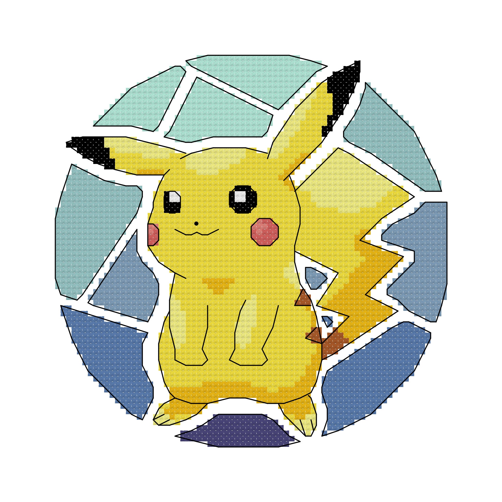 Pikachu Stained Glass Cross Stitch Pattern Instant - Etsy