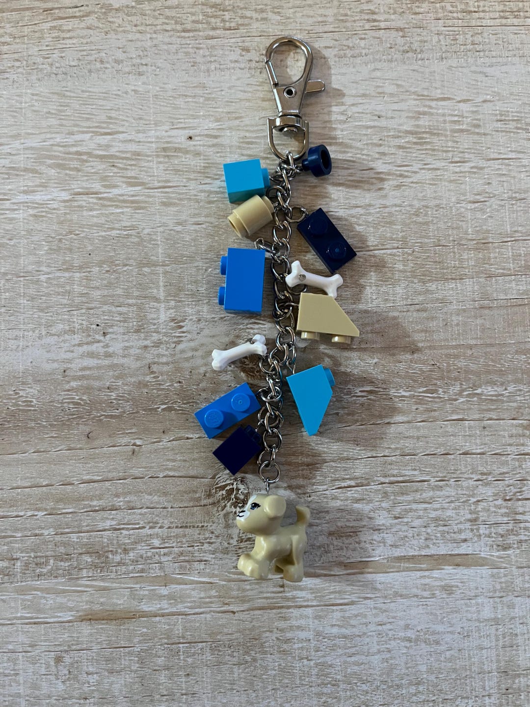 Puppy Keychain With Authentic Bricks Used as Charms - Etsy