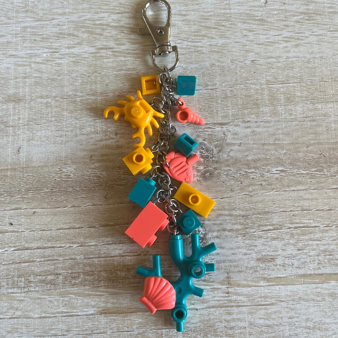 Coral and Sea Creatures Keychain With Authentic Bricks Used as Charms ...