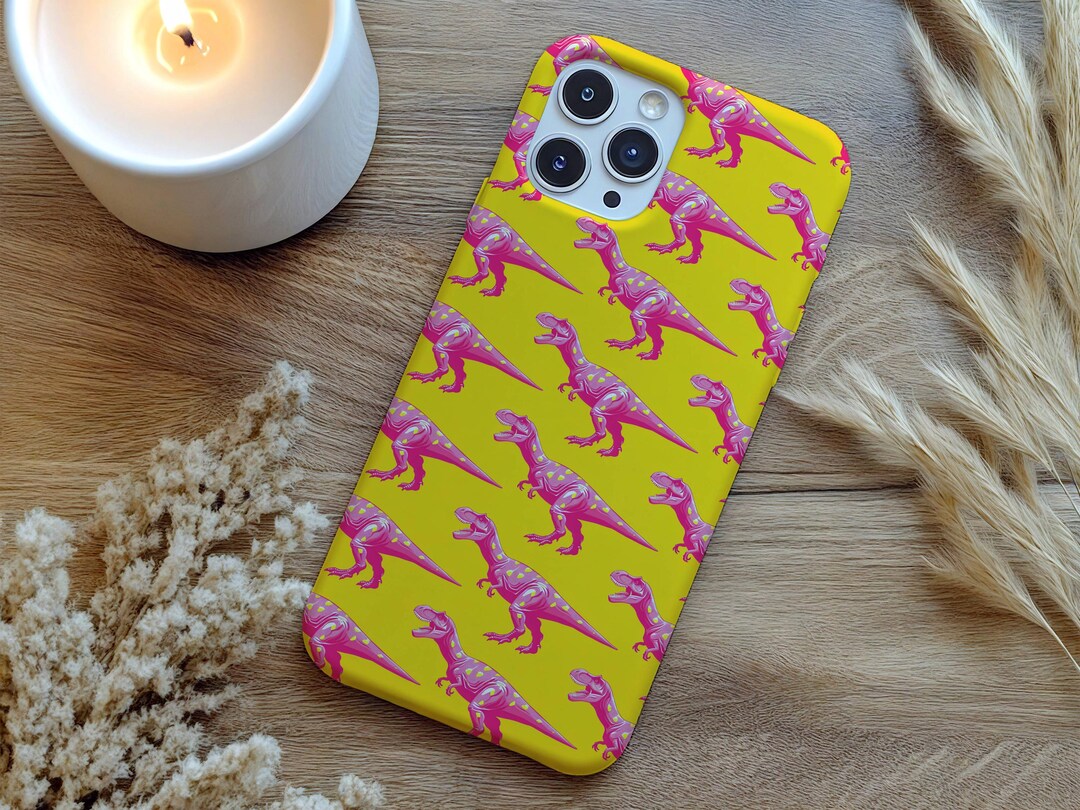 Pink T-rex Tough Phone Case | Bold Neon Dino Design | Protective iPhone ...
