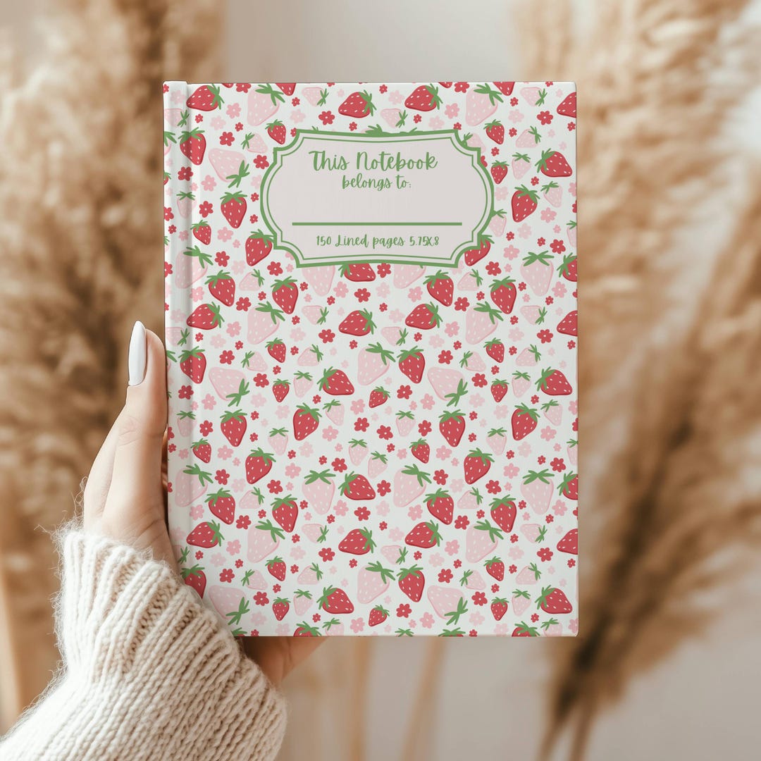 Strawberry Fields Hardcover Journal, Sweet Strawberry Notebook - 150 ...