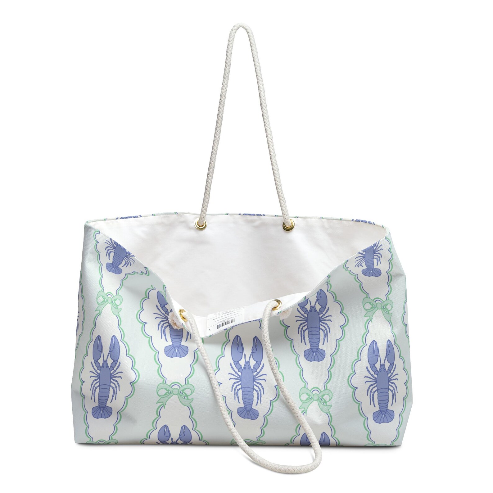 Clawfully Cute Lobster Weekender Bag Preppy Coastal Beach Tote With ...