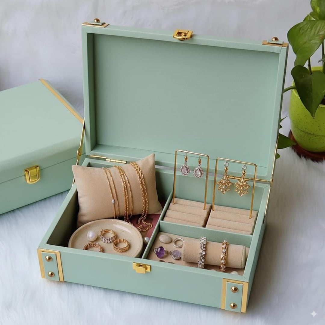 Mint Green Leather Trunk Box: Decorative Keepsake Storage Chest - Etsy