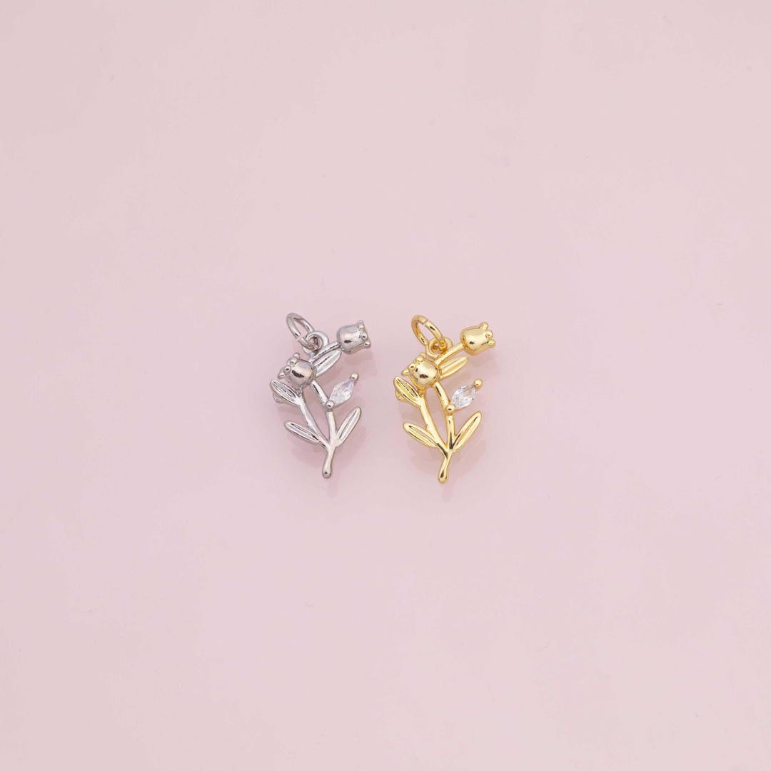 Rose Flower Month Flower Charm 18k Gold Filled Charm Bar Bracelets and ...