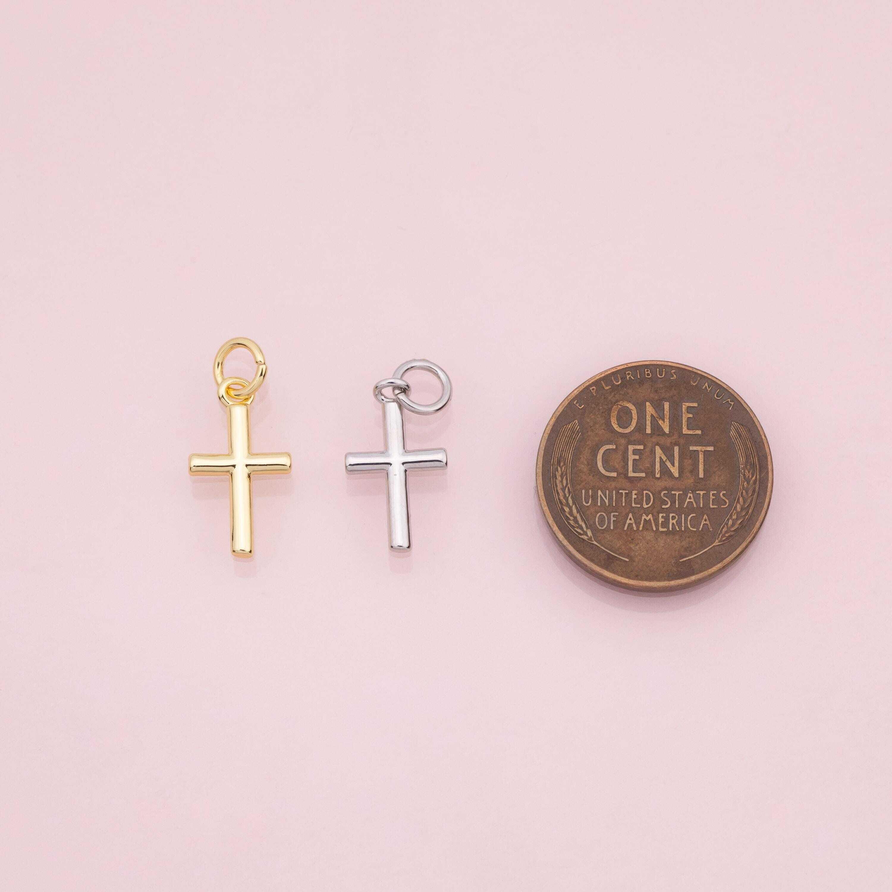 Plain Cross Charm 18K Gold Filled Silver for Charm Bar Bracelets and ...